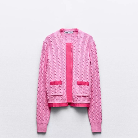 Zara | Sweaters | Zara Pink Cable Knit Sweater | Poshmark